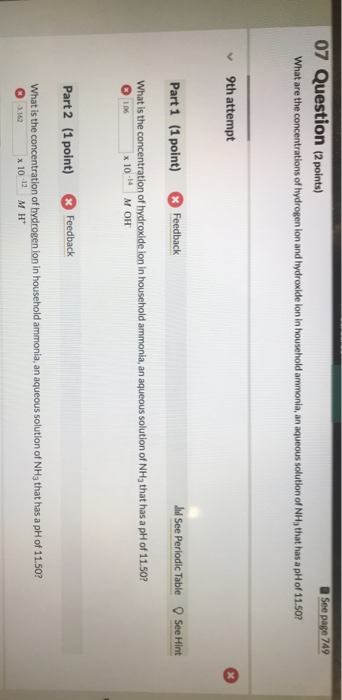 Solved 07 Question (2 points) What are the of hydrogen ion | Chegg.com
