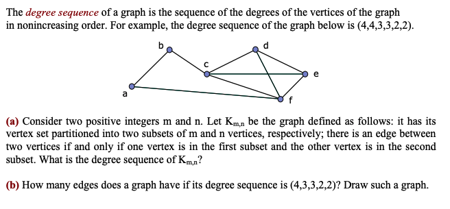 Solved The degree sequence of a graph is the sequence of the | Chegg.com