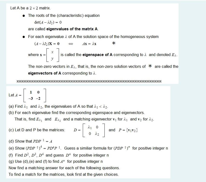 Solved Let A be a 2 x 2 matrix. • The roots of the | Chegg.com