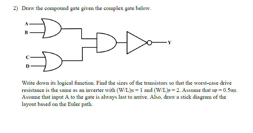Solved 2) Draw the compound gate given the complex gate | Chegg.com