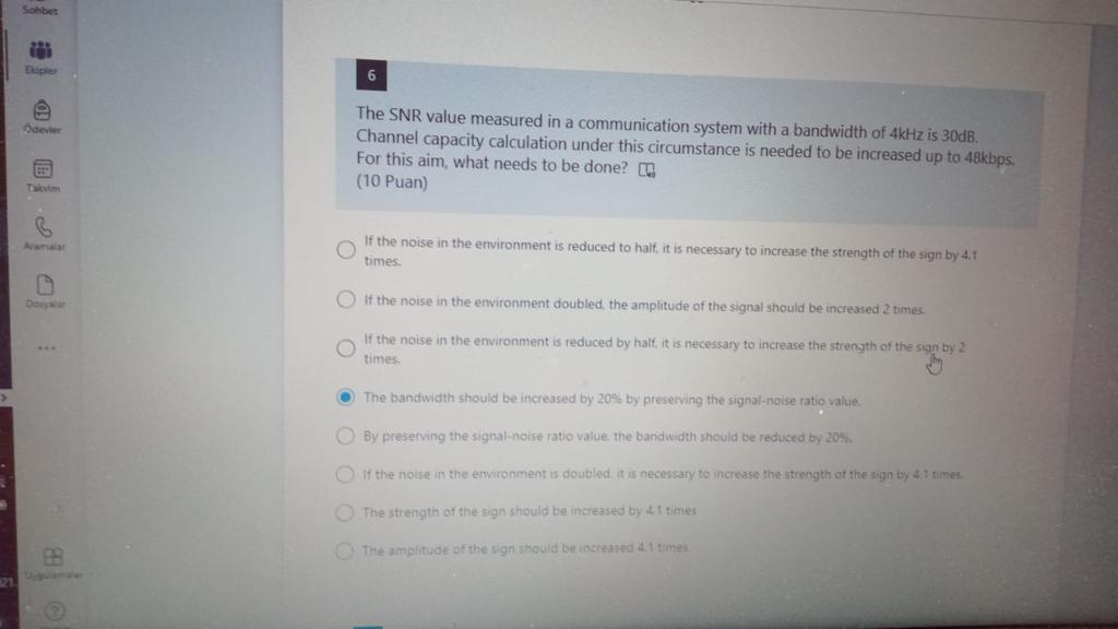 The SNR value measured in a communication system with | Chegg.com
