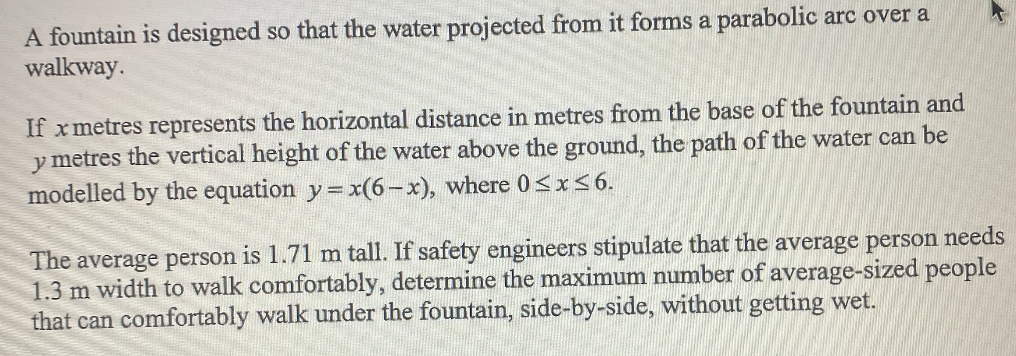 Solved A fountain is designed so that the water projected | Chegg.com