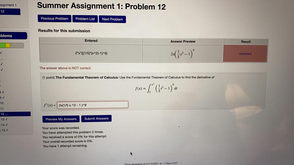 Solved signment 1 12 Summer Assignment 1: Problem 12 | Chegg.com