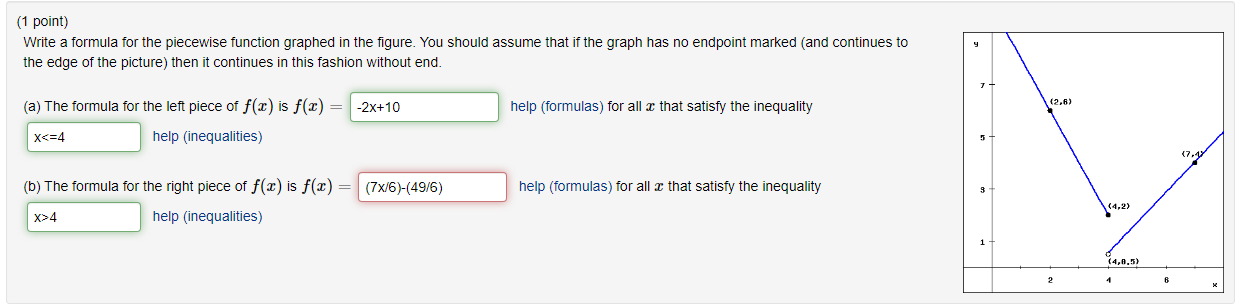 Solved (1 point) Write a formula for the piecewise function | Chegg.com