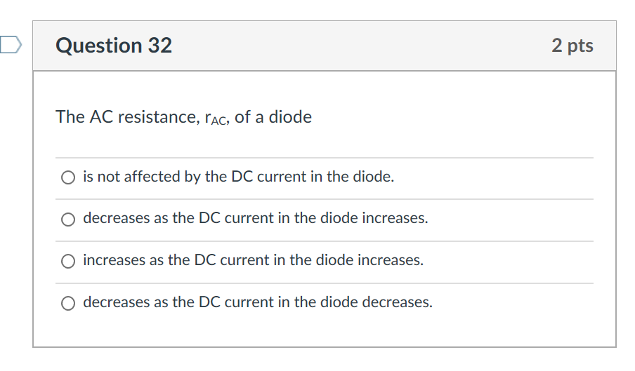 Solved D Question 32 2 Pts The Ac Resistance Rac Of A