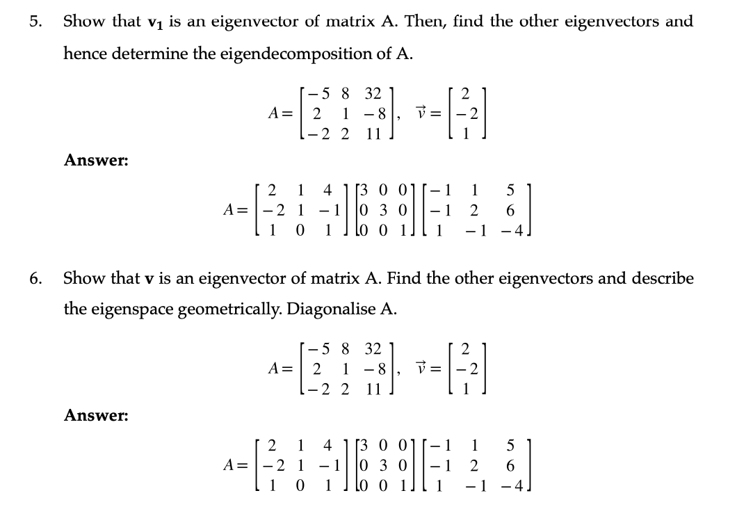 Solved Show that v1 is an eigenvector of matrix A. Then, | Chegg.com