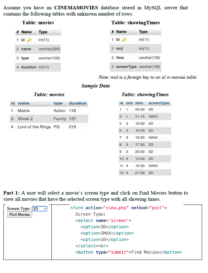 Solved Assume you have an CINEMAMOVIES database stored in | Chegg.com