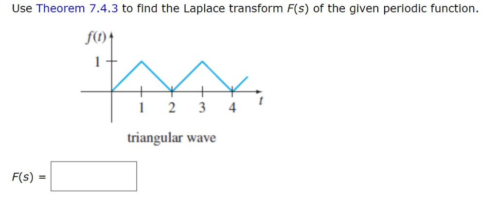 Solved Use Theorem 7.4.3 to find the Laplace transform F(s) | Chegg.com