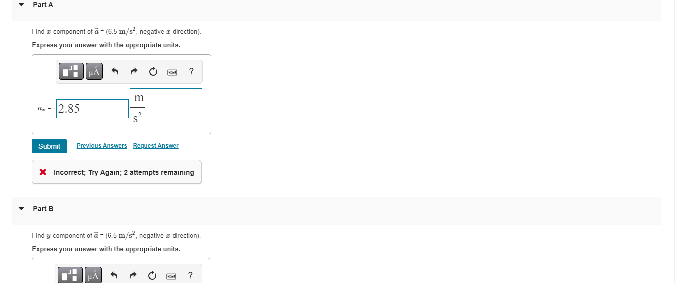 Solved Find x-component of a=(6.5 m/s2, negative x-direction | Chegg.com
