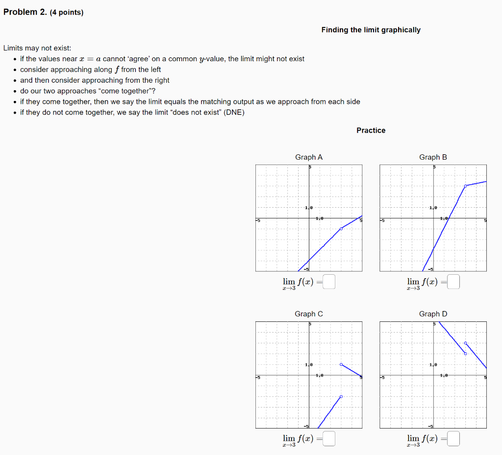 Solved Problem 2. (4 points) Finding the limit graphically | Chegg.com