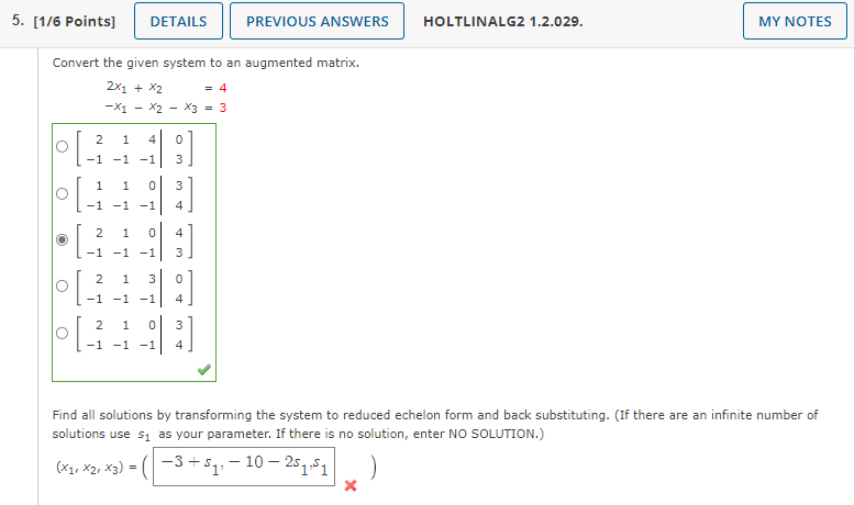 Solved Convert the given system to an augmented matrix. | Chegg.com