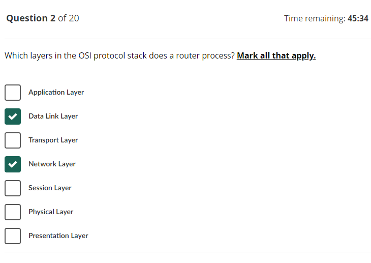 Solved Which layers in the OSI protocol stack does a router | Chegg.com