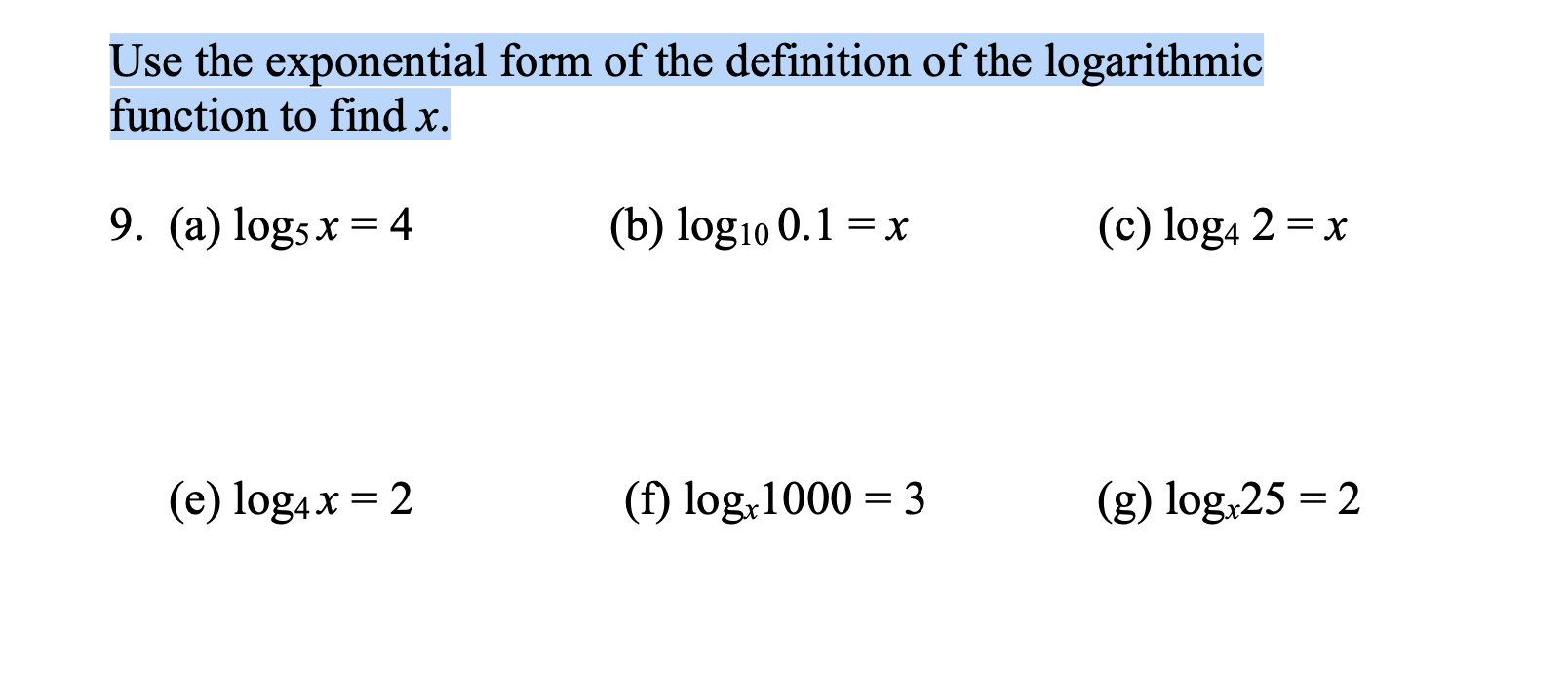 Solved Use the exponential form of the definition of the | Chegg.com