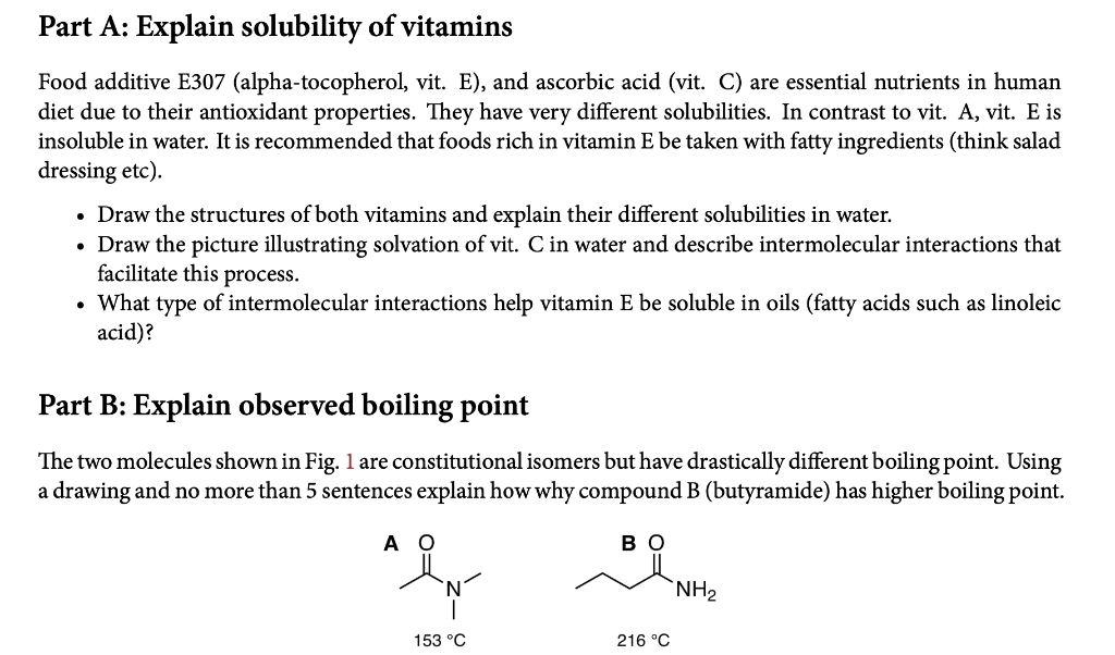 Solved Part A: Explain solubility of vitamins Food additive | Chegg.com