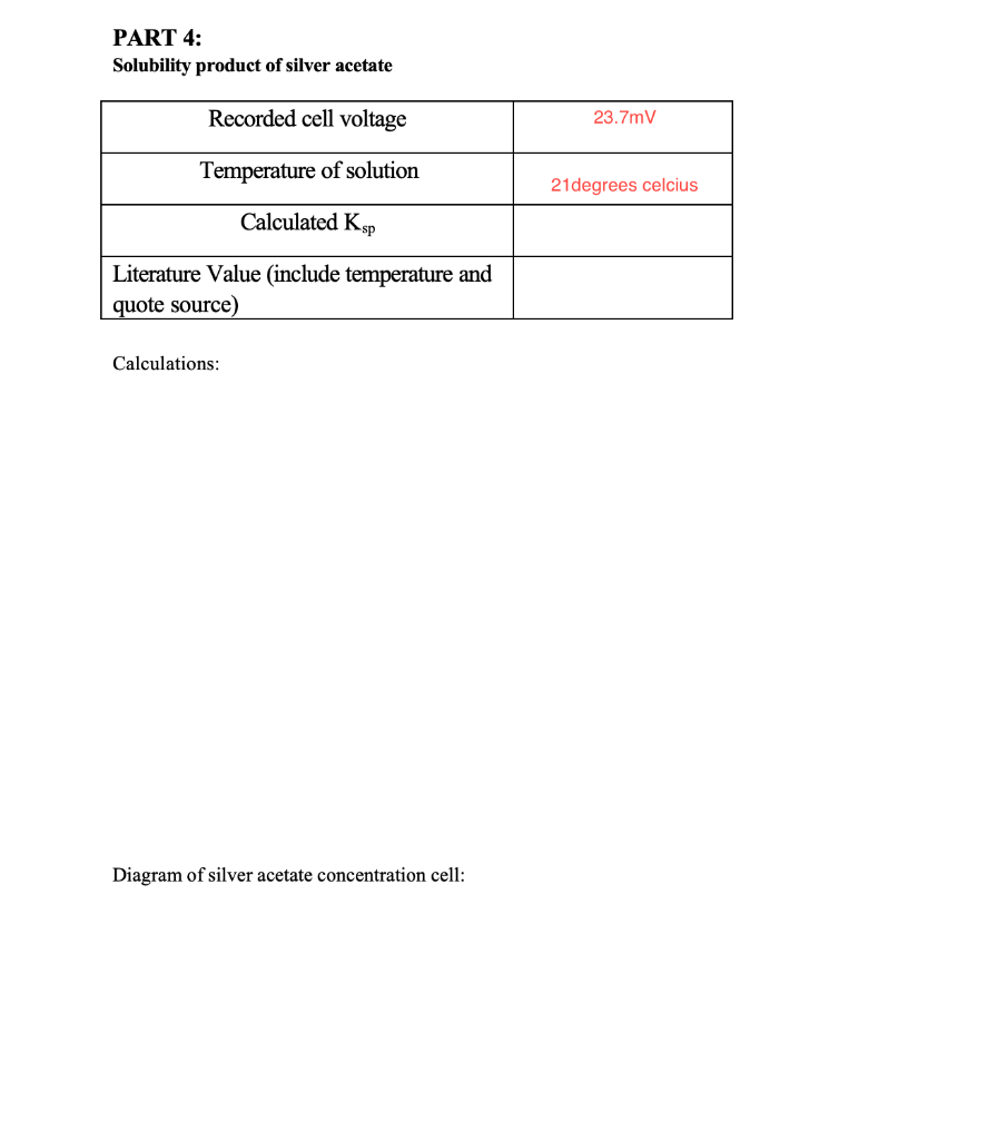 Solved Solubility product of silver acetate In this method | Chegg.com