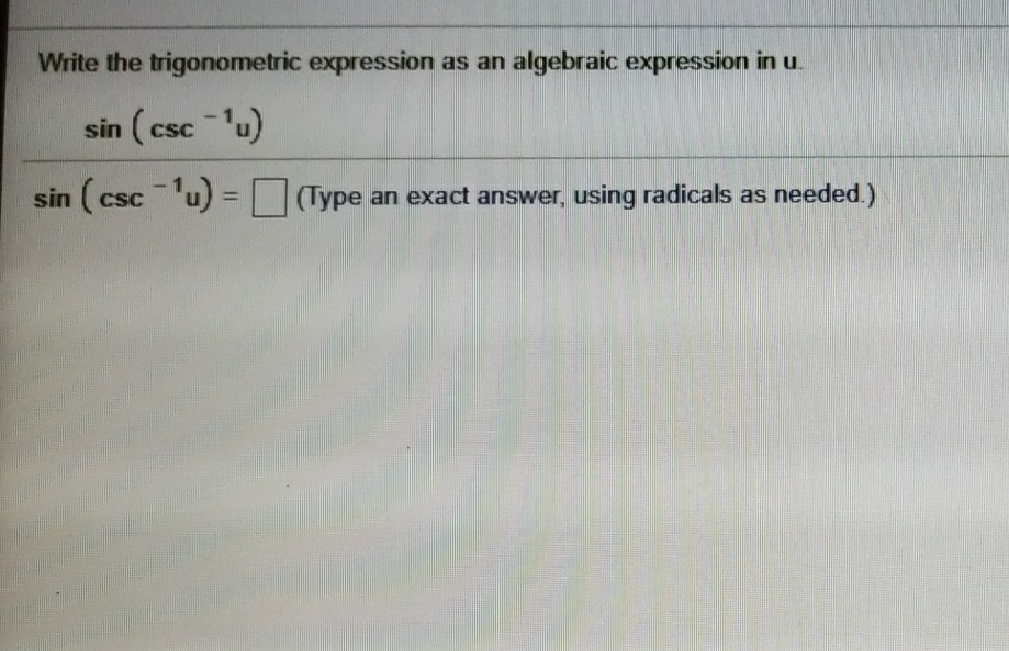 Solved Write the trigonometric expression as an algebraic | Chegg.com
