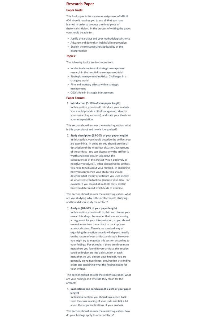 Solved Research Paper Paper Goals: This final paper is the | Chegg.com