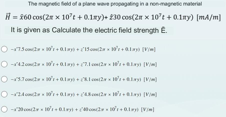 Solved The magnetic field of a plane wave propagating in a | Chegg.com