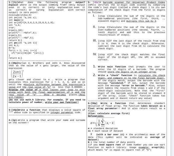 Solved 1. (20p) What does the following program output? | Chegg.com