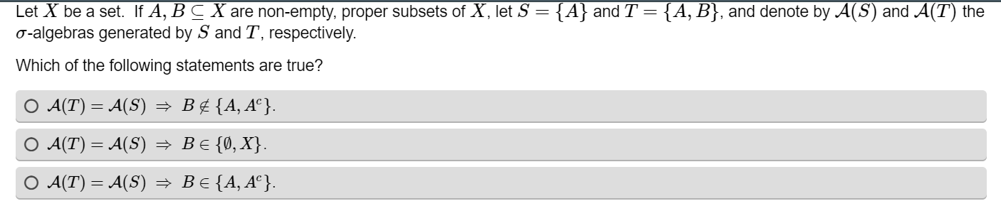 Solved Let X be a set. If A, B C X are non-empty, proper | Chegg.com