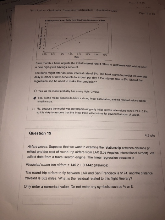 Solved: Quiz: Unit 4 Checkpoint: Examining Relationships- ... | Chegg.com