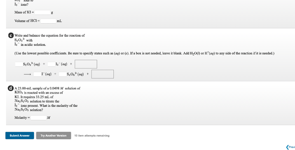 Solved Triiodide ions are generated in solution by the | Chegg.com