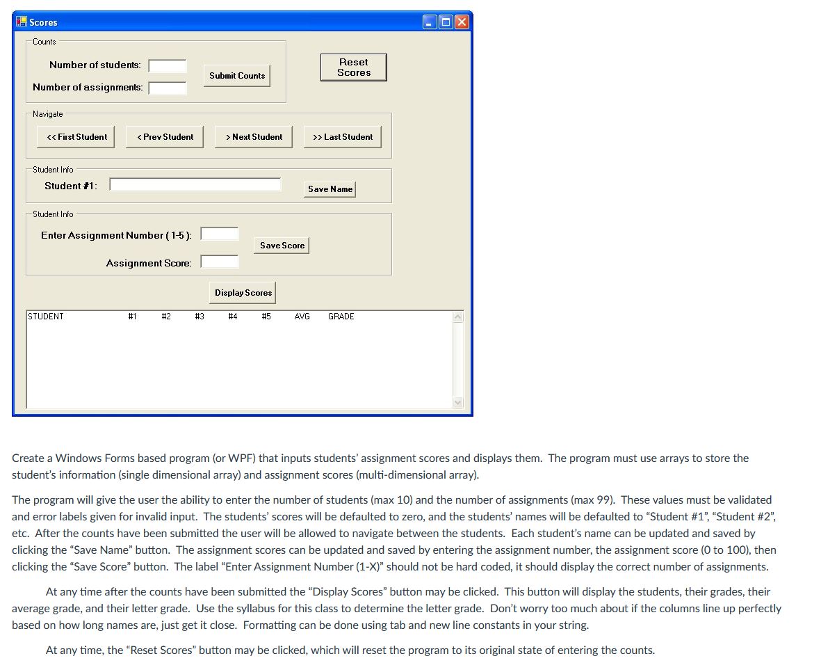 Solved Create a Windows Forms based program (or WPF) that | Chegg.com