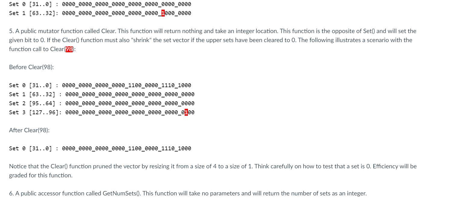 Solved Overview You will be designing a BITSET class. This | Chegg.com