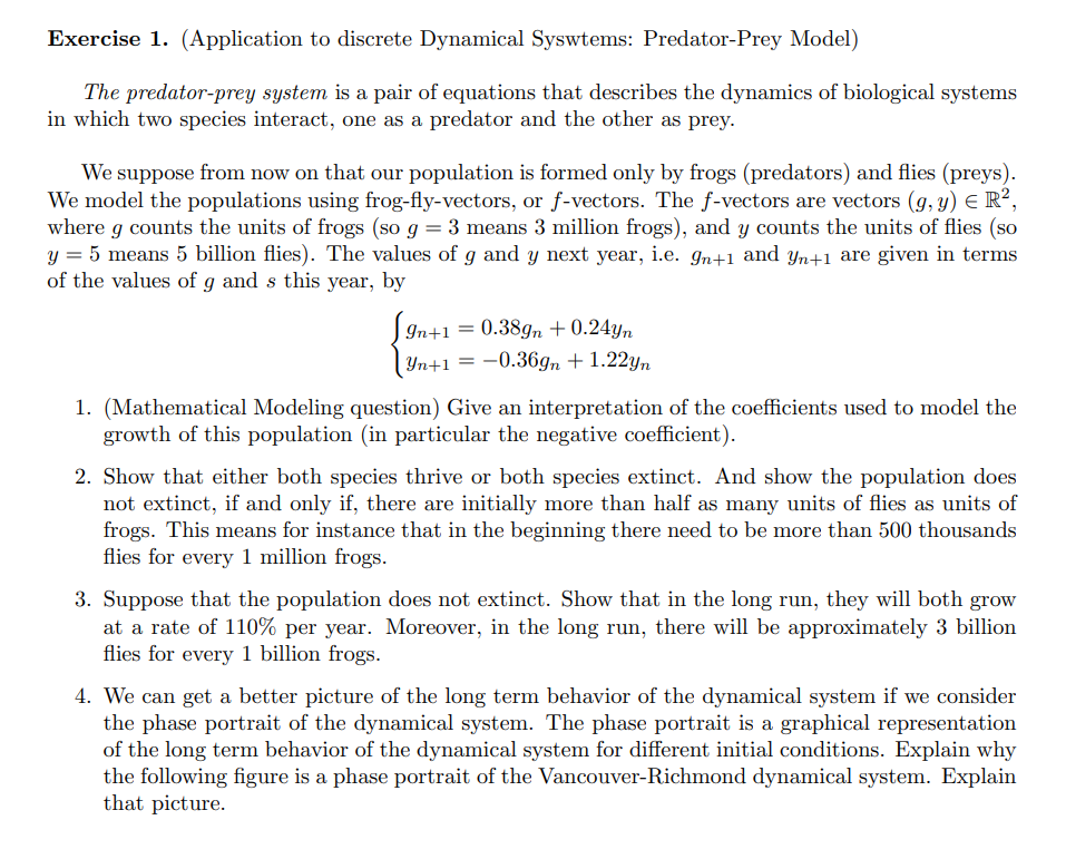 Solved Exercise 1. (Application to discrete Dynamical | Chegg.com