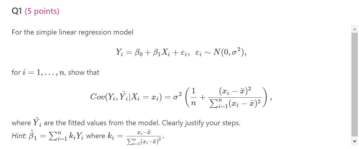 Solved For the simple linear regression model | Chegg.com