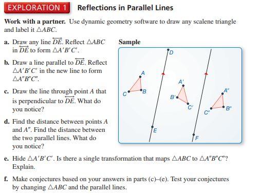 Solved EXPLORATION 1 Reflections in Parallel Lines Work with | Chegg.com