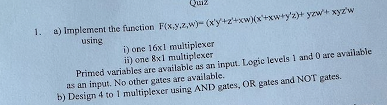 Solved Quiz 1. a) Implement the function | Chegg.com