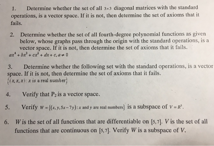Solved Determine whether the set of all 3 times 3 diagonal | Chegg.com