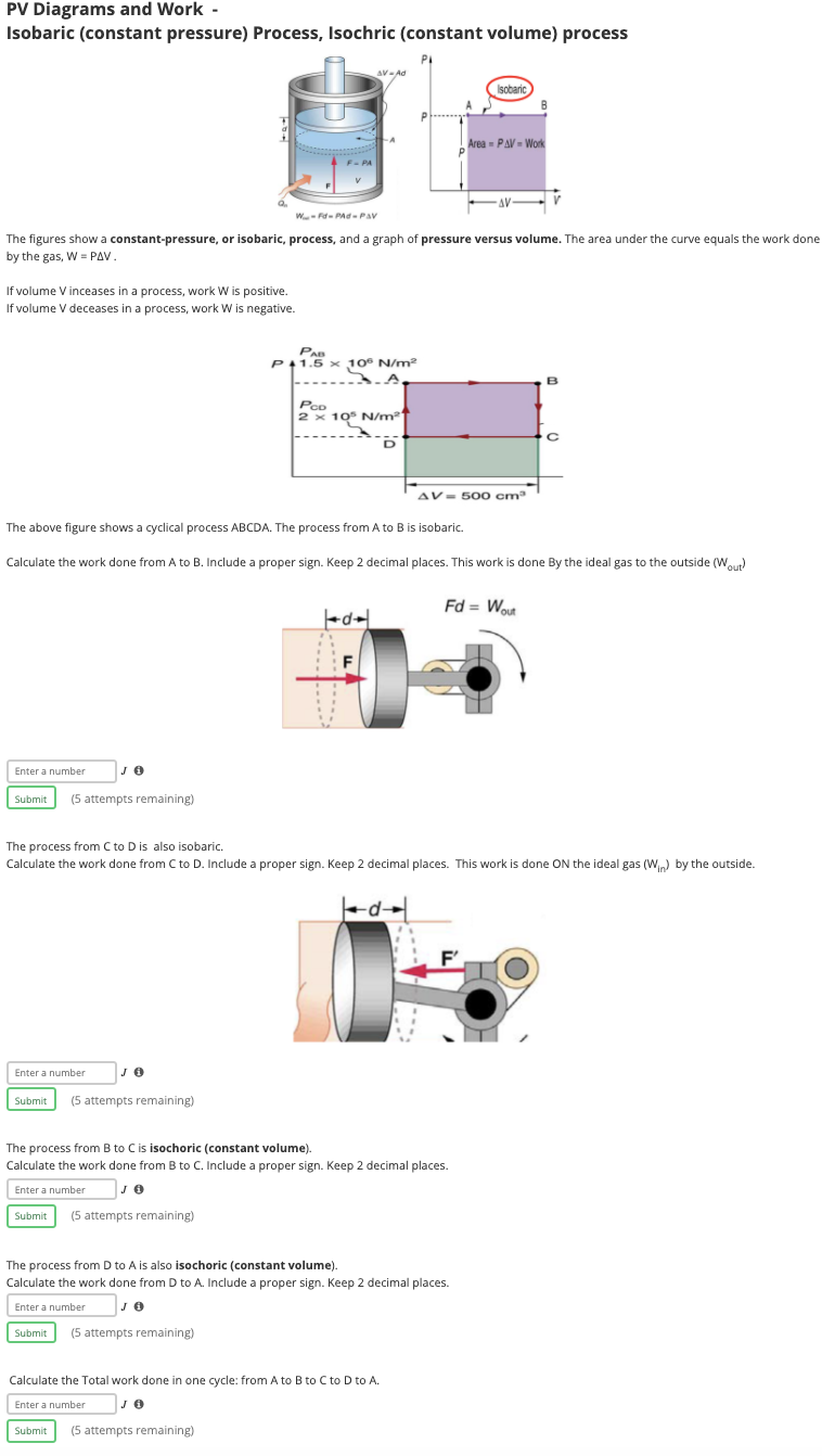 Solved PV Diagrams and Work - Isobaric (constant pressure) | Chegg.com