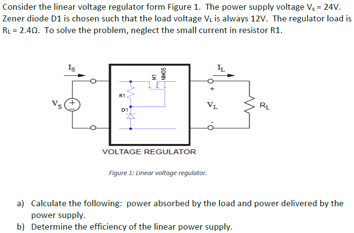 Solved Consider the linear voltage regulator form Figure 1 . | Chegg.com