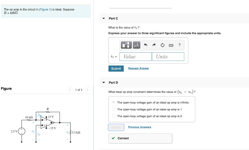 Solved The op amp in the circuit in (Figure 1) is ideal. | Chegg.com