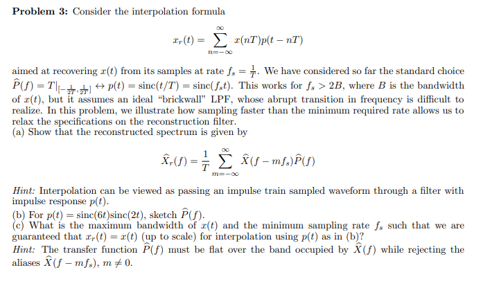 Problem 3: Consider the interpolation formula | Chegg.com