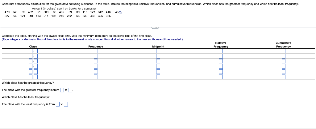 Solved Construct a frequency distribution for the given data | Chegg.com
