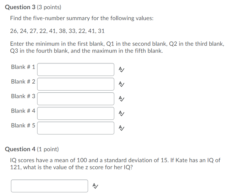 Solved Question 3 (3 points) Find the five-number summary | Chegg.com