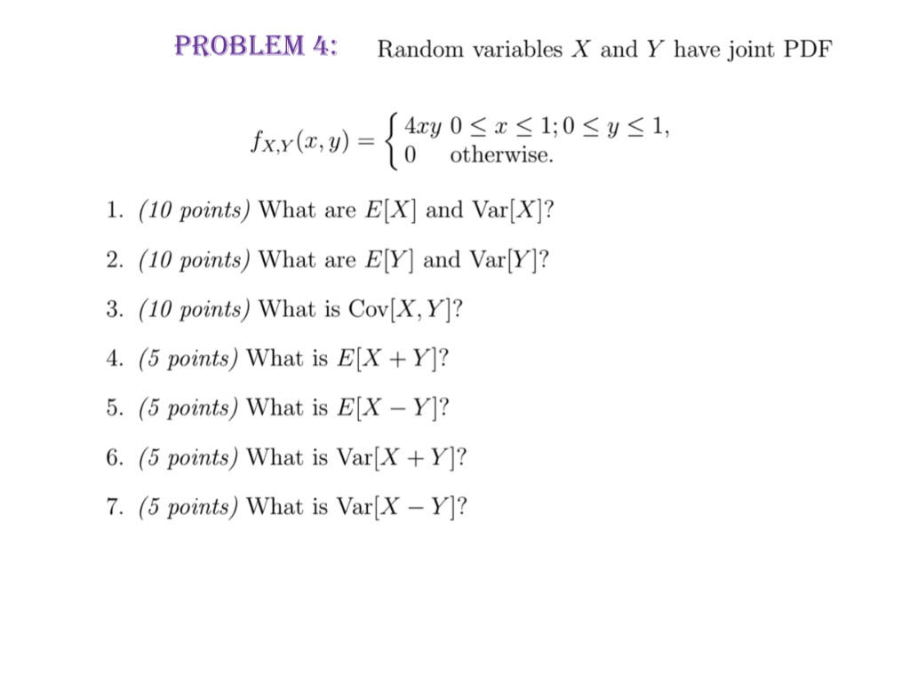 Solved PROBLEM Random variables X and Y have joint PDF | Chegg.com