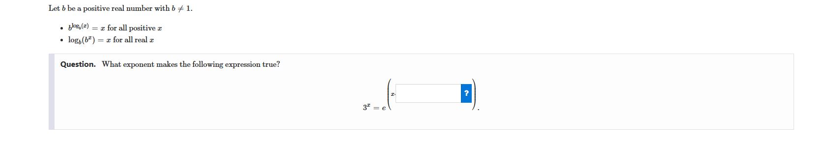 Solved Let b ﻿be a positive real number with b≠1.blogb(x)=x | Chegg.com