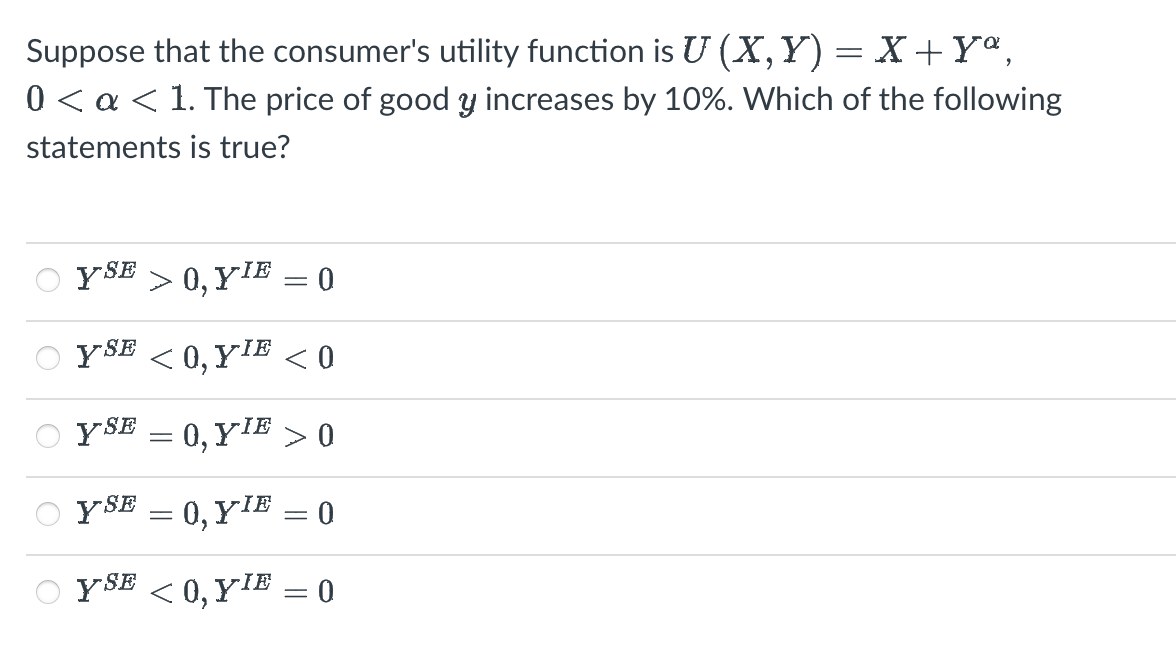 Solved Suppose That The Consumers Utility Function Is