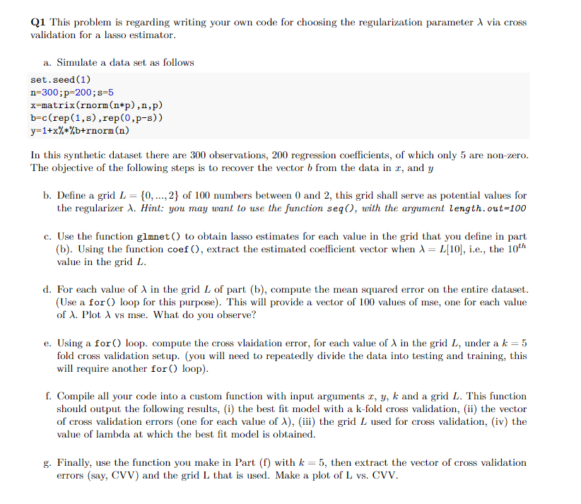 Q1 This problem is regarding writing your own code | Chegg.com