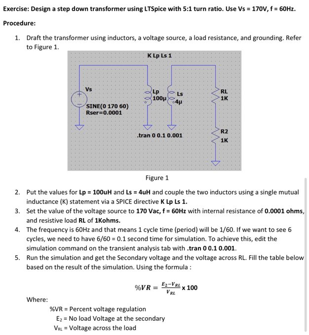 Solved Exercise: Design a step down transformer using | Chegg.com
