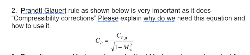 Solved 2. Prandtl-Glauert rule as shown below is very | Chegg.com