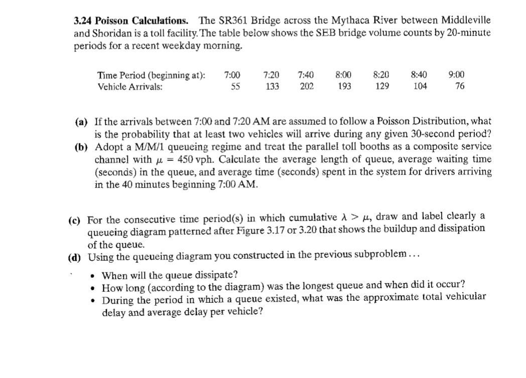 Solved 3.24 Poisson Calculations. The SR361 Bridge across | Chegg.com