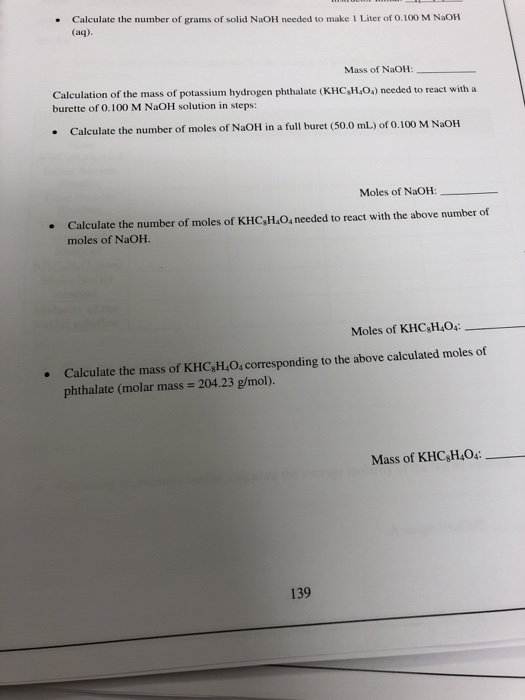 Solved Calculate the number of grams of solid NaOH needed to | Chegg.com