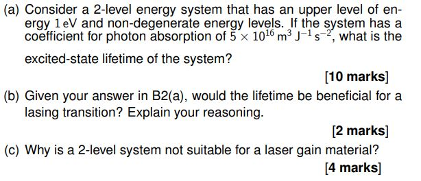 Solved (a) Consider a 2-level energy system that has an | Chegg.com