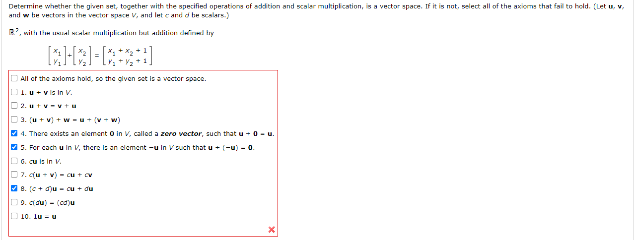 Solved R2, with the usual scalar multiplication but addition | Chegg.com