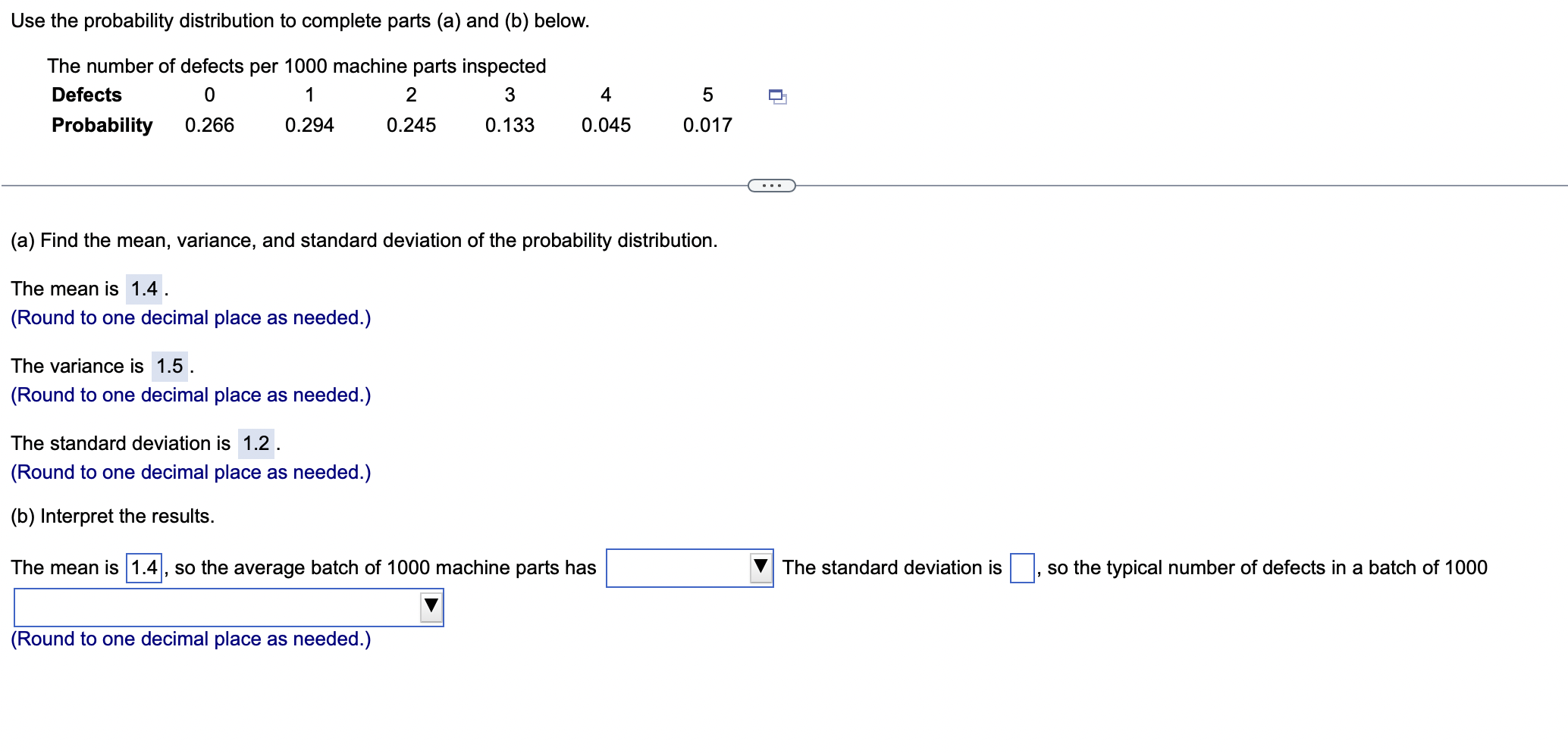 Solved Use the probability distribution to complete parts | Chegg.com